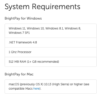 23-24 BrightPay - System Requirements - BrightPay Documentation