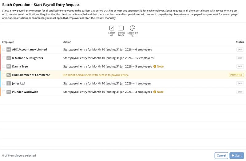 Batch Operation of Payroll Entry Requests – BrightPay UK